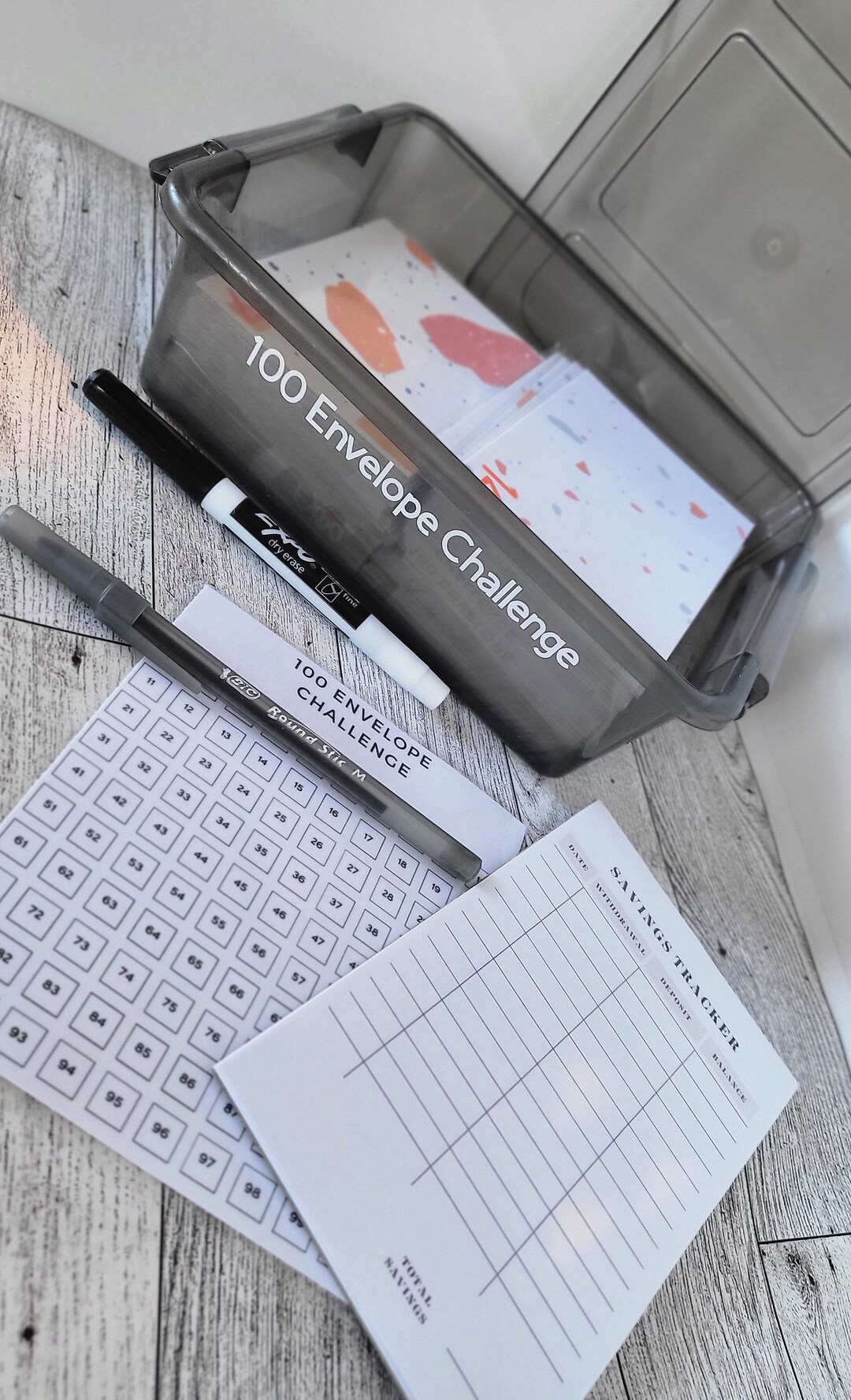 100 Envelope Challenge Box, Pastel Colored Cash Stuffing Envelopes ...