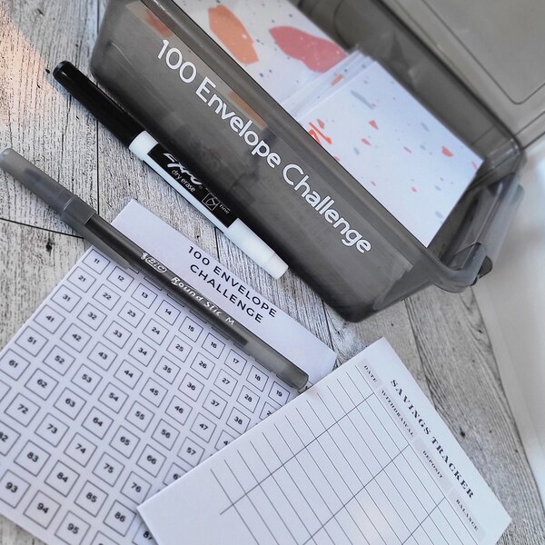 100 Envelope Challenge Box, Pastel Colored Cash Stuffing Envelopes ...