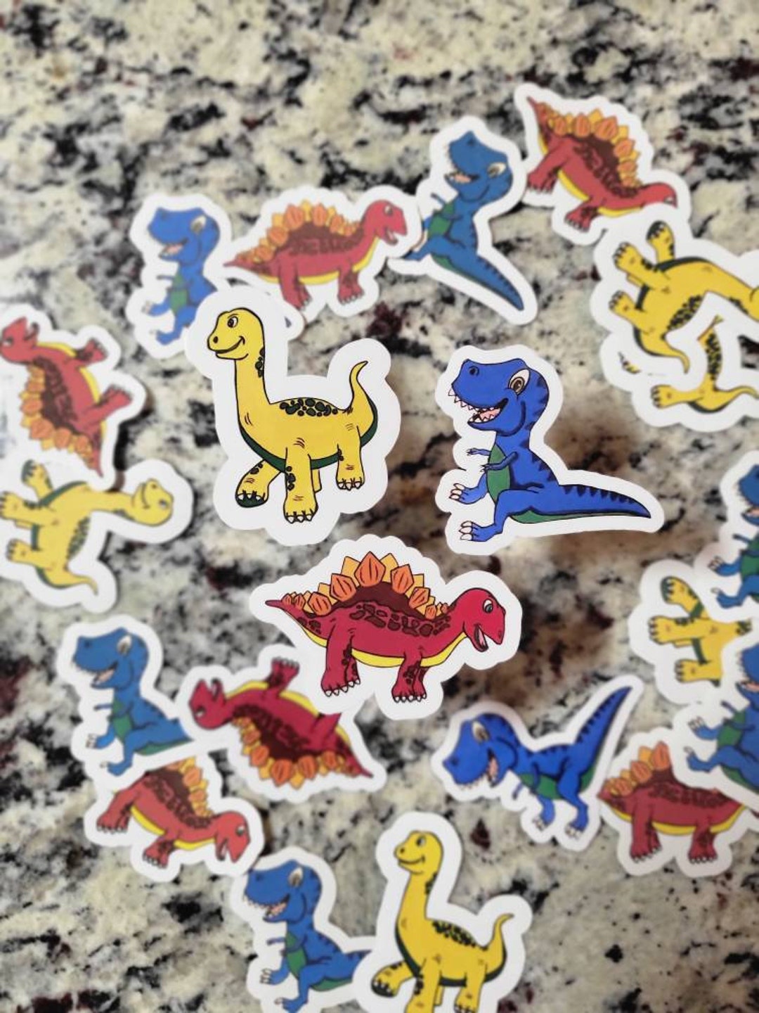 Dinosaur Die Cut Vinyl Sticker Pack, Red, Yellow, Blue Dinosaurs ...