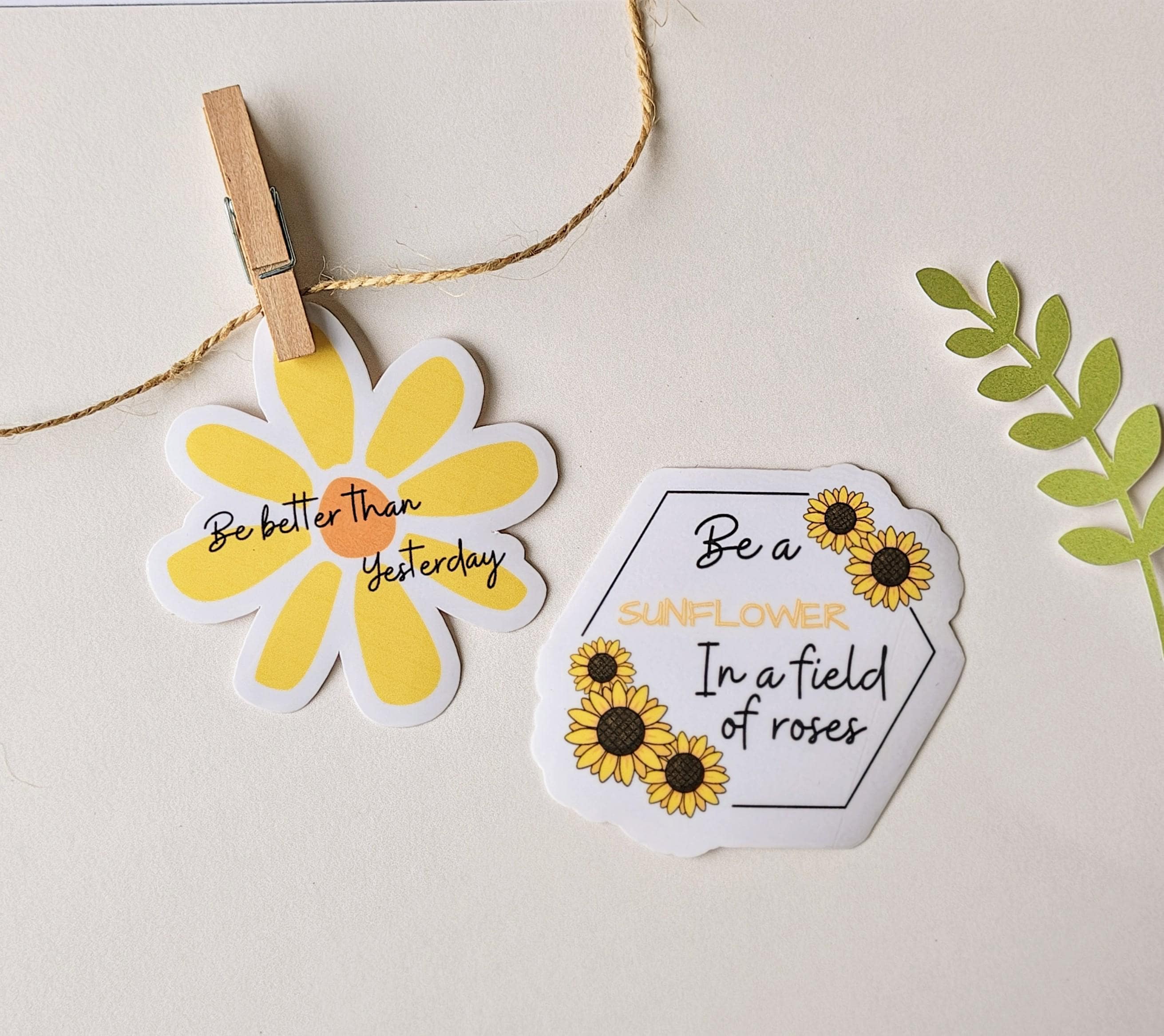 Sunflower Motivational Sticker Set: Waterproof Vinyl Decals - Etsy