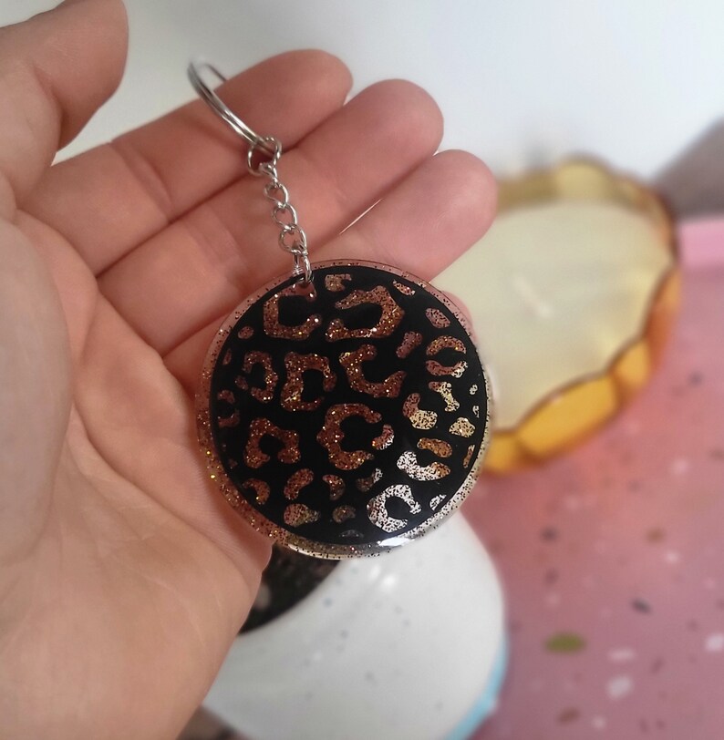 Leopard Print Keychain Leopard Glitter Acrylic Keychain - Etsy