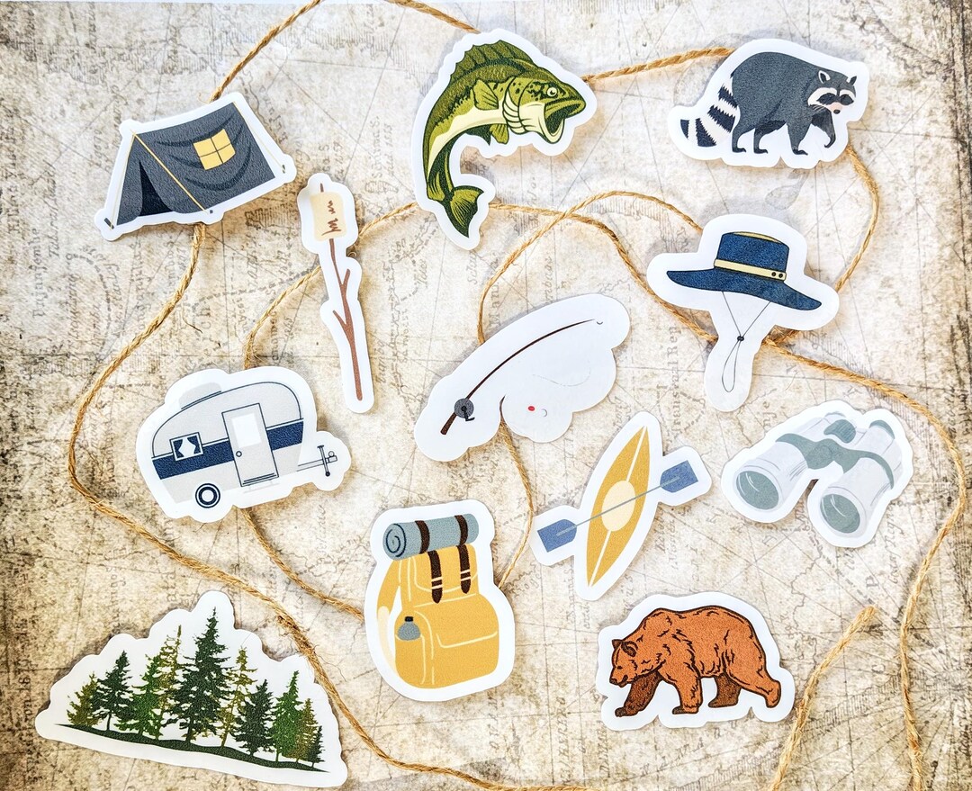 Camping Adventure Sticker Pack – 13 Small Vinyl Travel & Outdoors ...