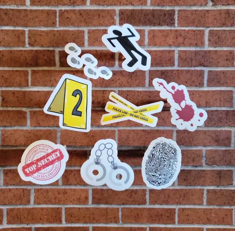 True Crime Theme Sticker Pack | 8 Small Vinyl Stickers - Etsy