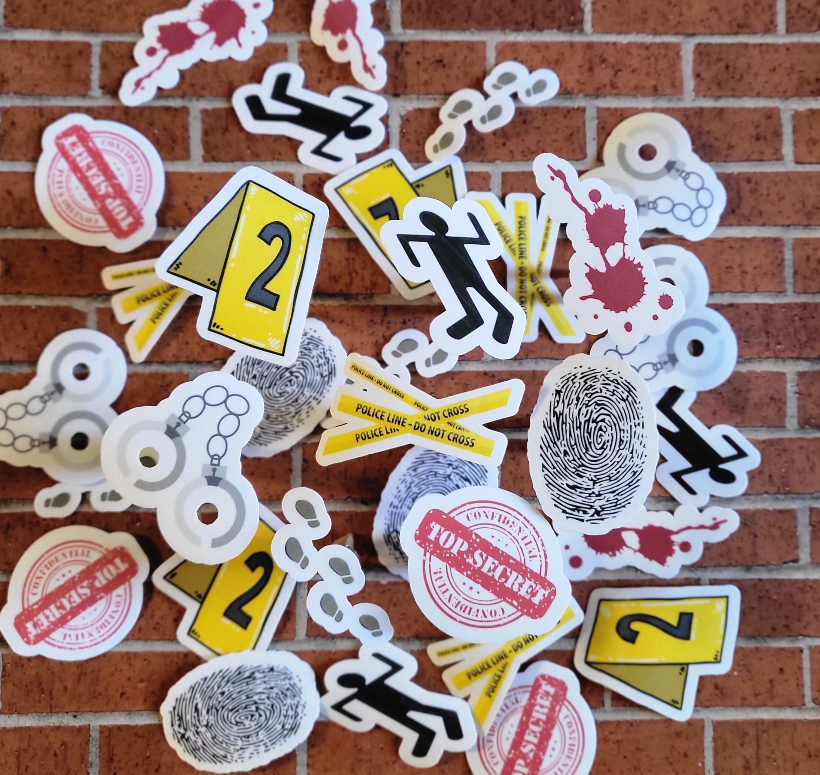 True Crime Theme Sticker Pack | 8 Small Vinyl Stickers - Etsy