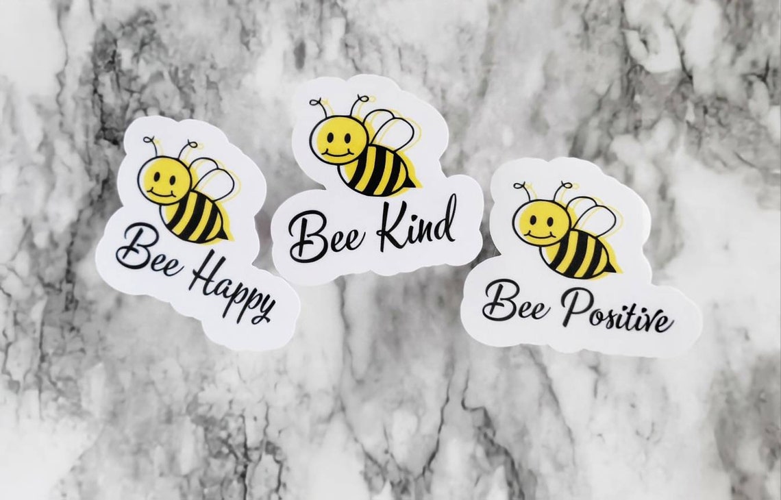 Bee Happy Stickers: Positive, Kind, Happy - 3 Count - Etsy