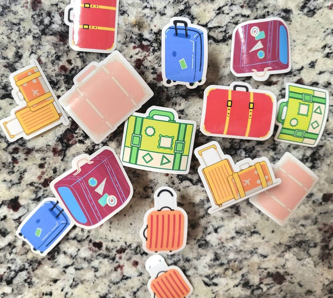 Travel Suitcase Sticker Pack | 7-piece Vinyl Travel Decals | Adventure ...