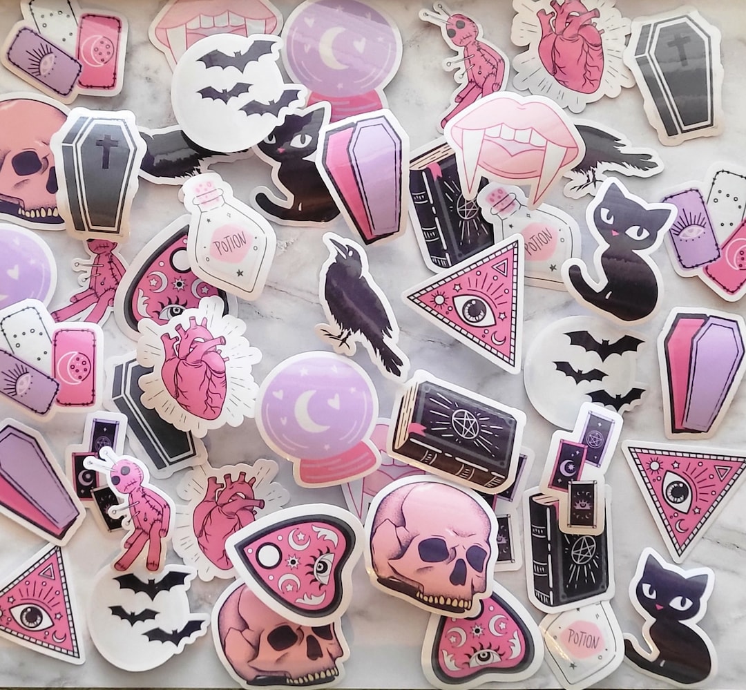Pastel Goth Sticker Pack | 16-piece Aesthetic Vinyl Decals | Cute ...