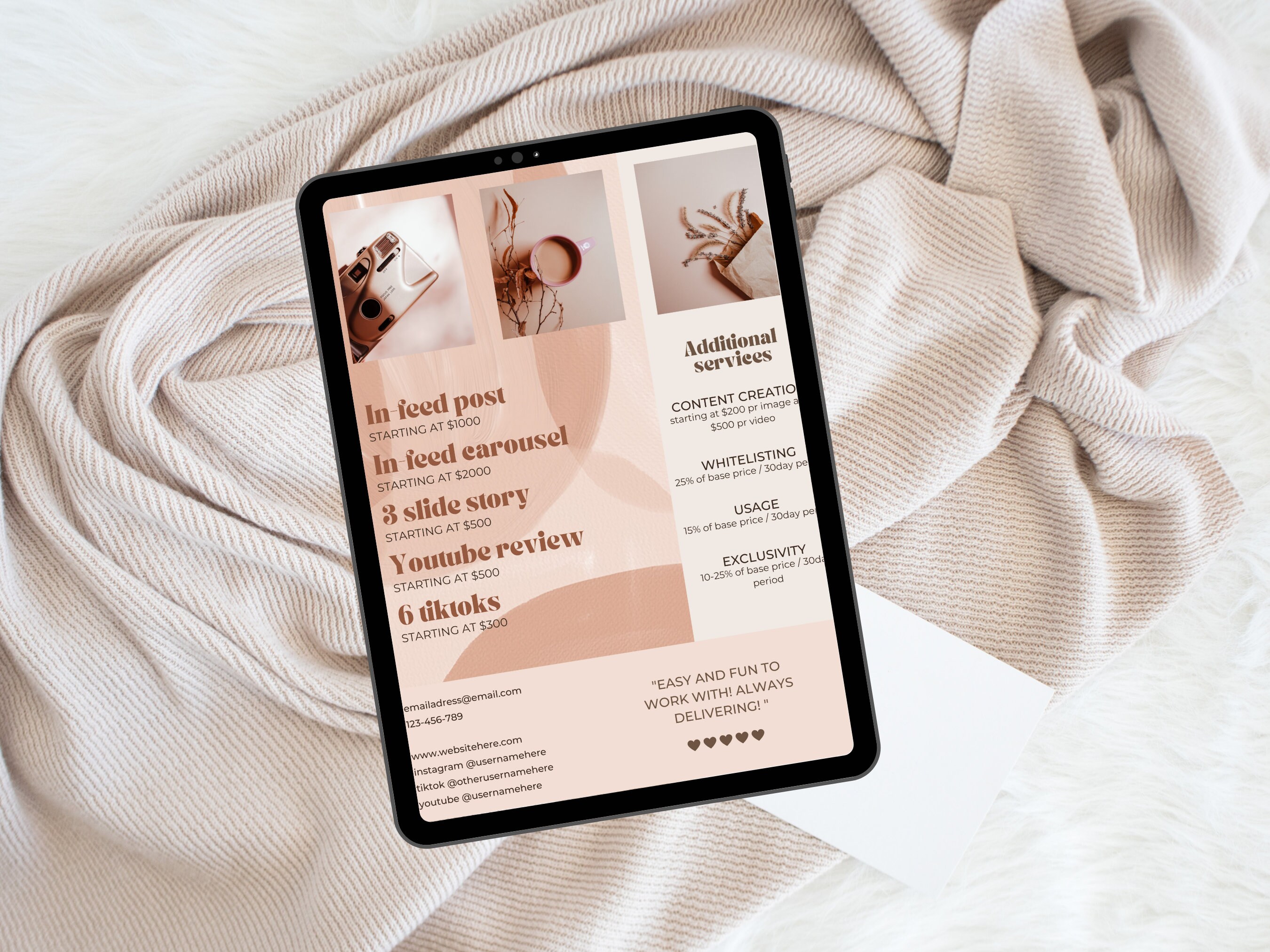 Media Kit and Rate Card Template Influencer Media Kit Instagram ...