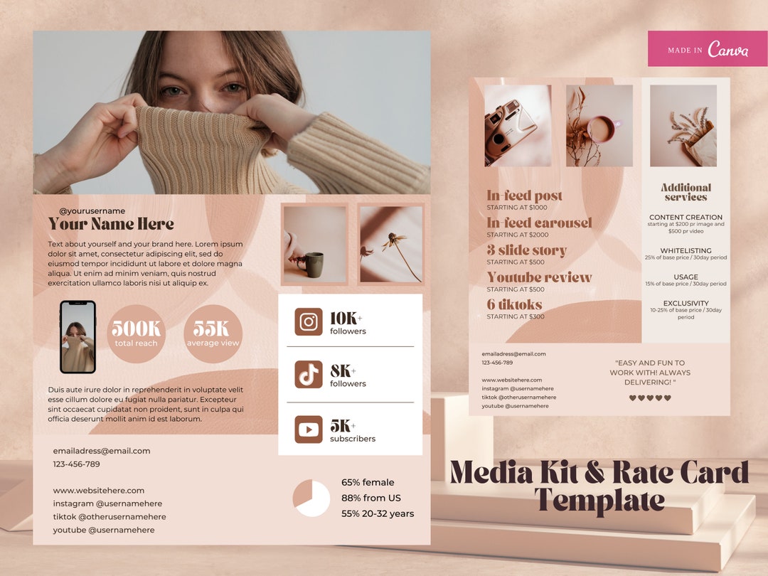 Media Kit and Rate Card Template Influencer Media Kit Instagram ...
