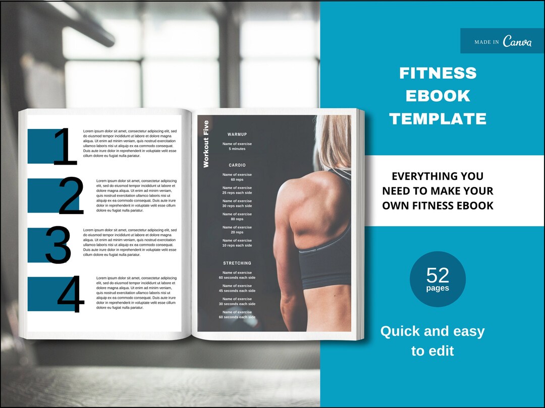 Fitness Ebook Template | Ebook Template Fitness | Ebook Template Canva ...