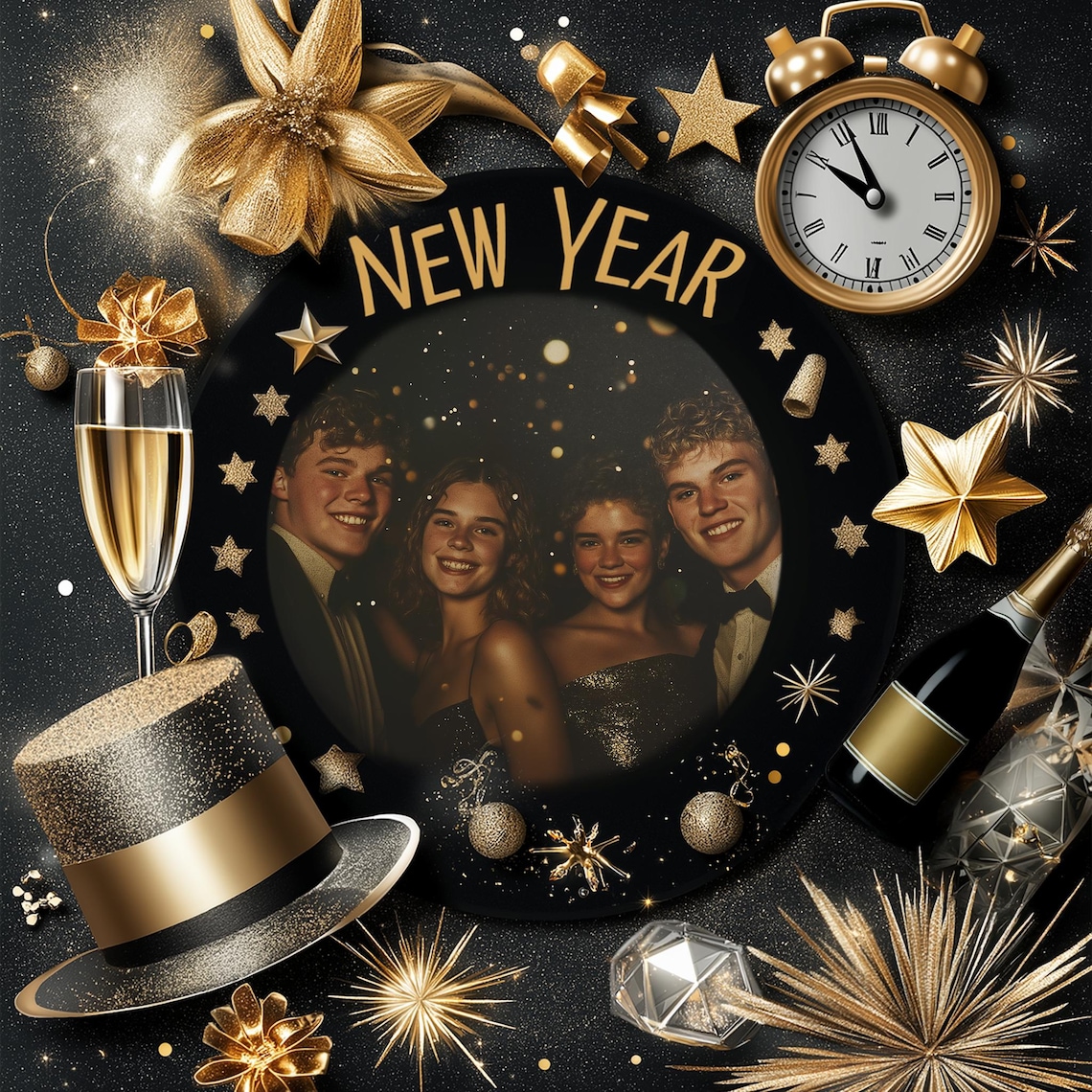 Insert Your Photo New Year Backdrop | New Year Digital Backdrop ...