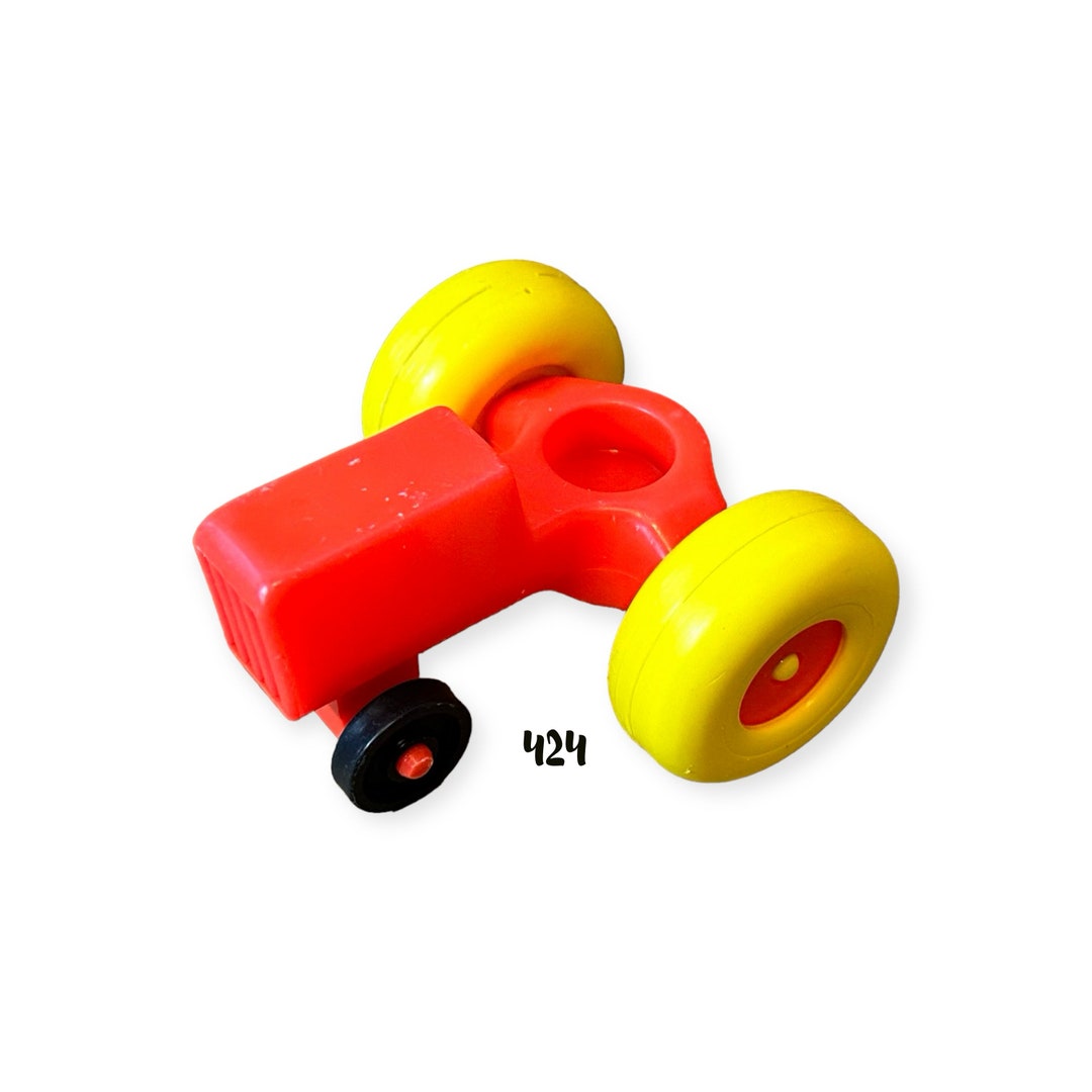 Fisher Price Little People Red Tractor With Yellow Wheels Truck Vehicle ...