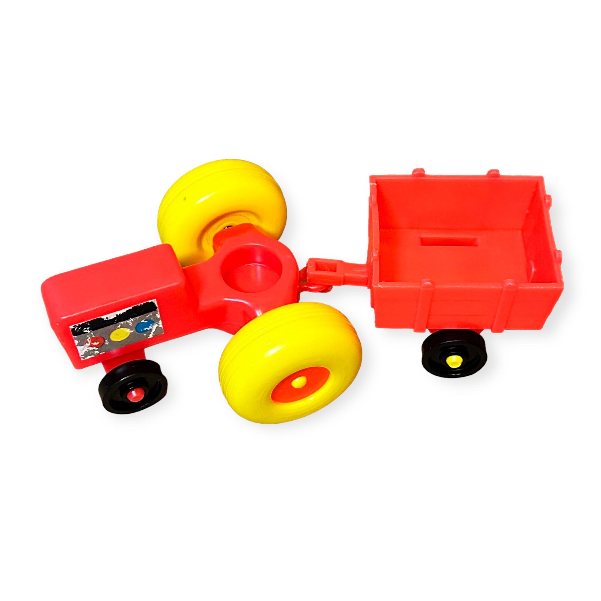 Fisher Price Little People Red Tractor and Cart Set Wagon Trailer Truck ...