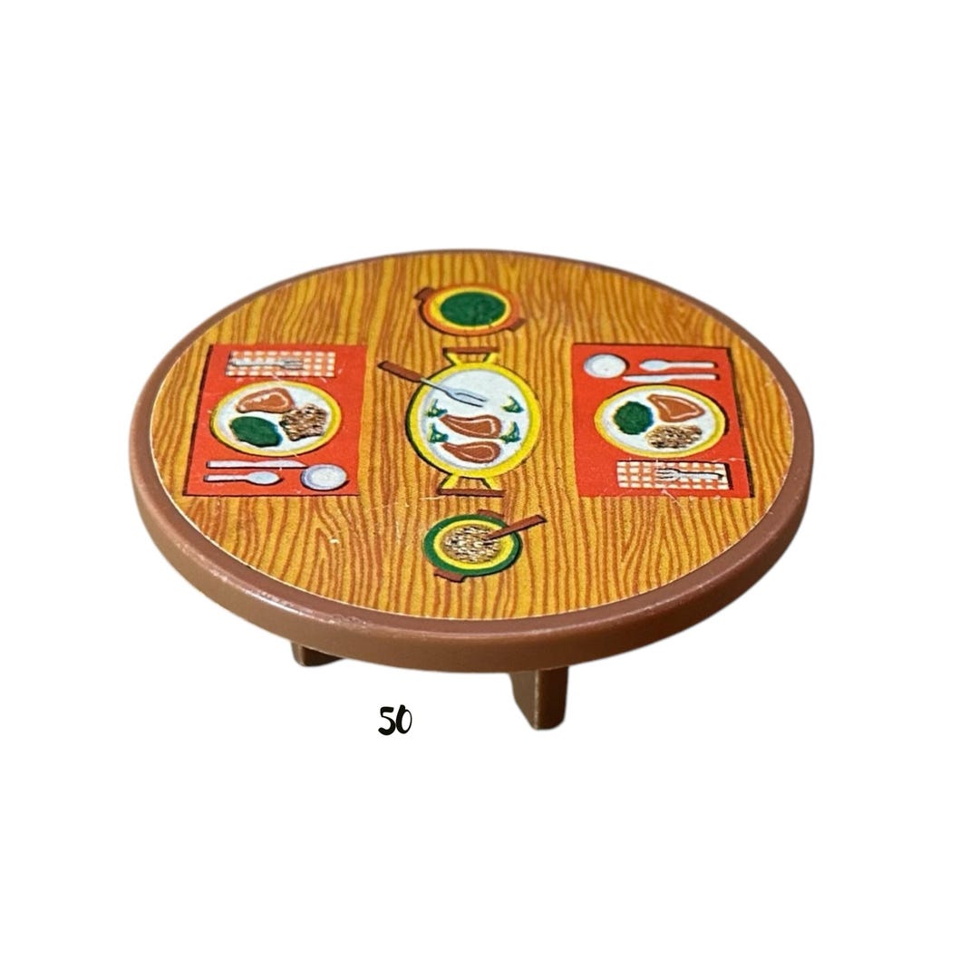 Fisher Price Little People Brown Round Table Dinner With Litho Steak ...