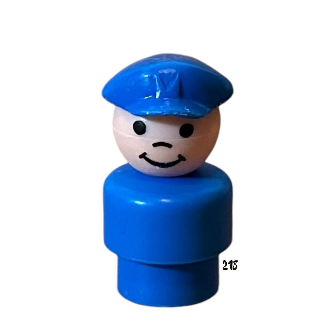 Fisher Price Little People Figure Boy Mailman Pilot Blue Body Vintage ...