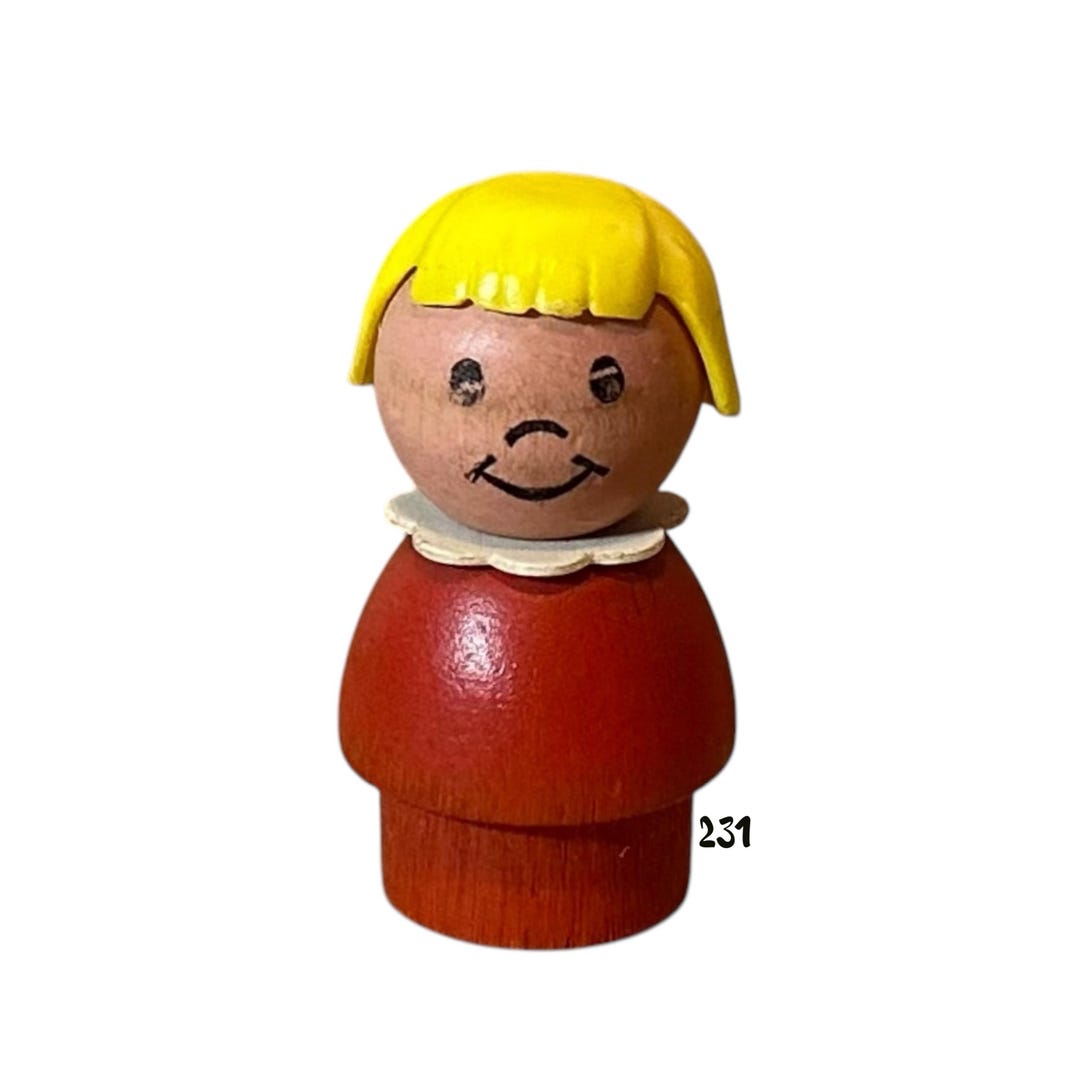 Fisher Price Little People Figure WW Red Girl Yellow Bob Hair With ...