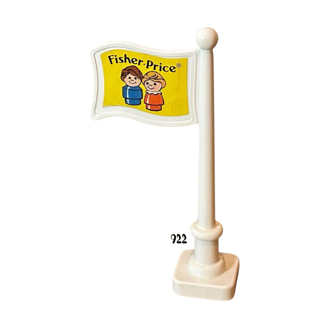 Fisher Price Little People White Flag Pole With Boy Girl Figures on ...