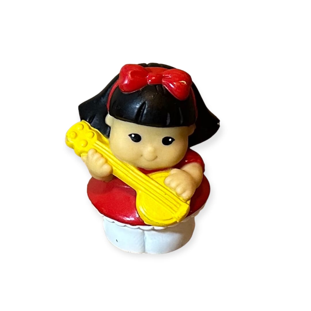 Fisher Price Little People Figure 2002 Sonya Lee in Red Dress Bow With ...