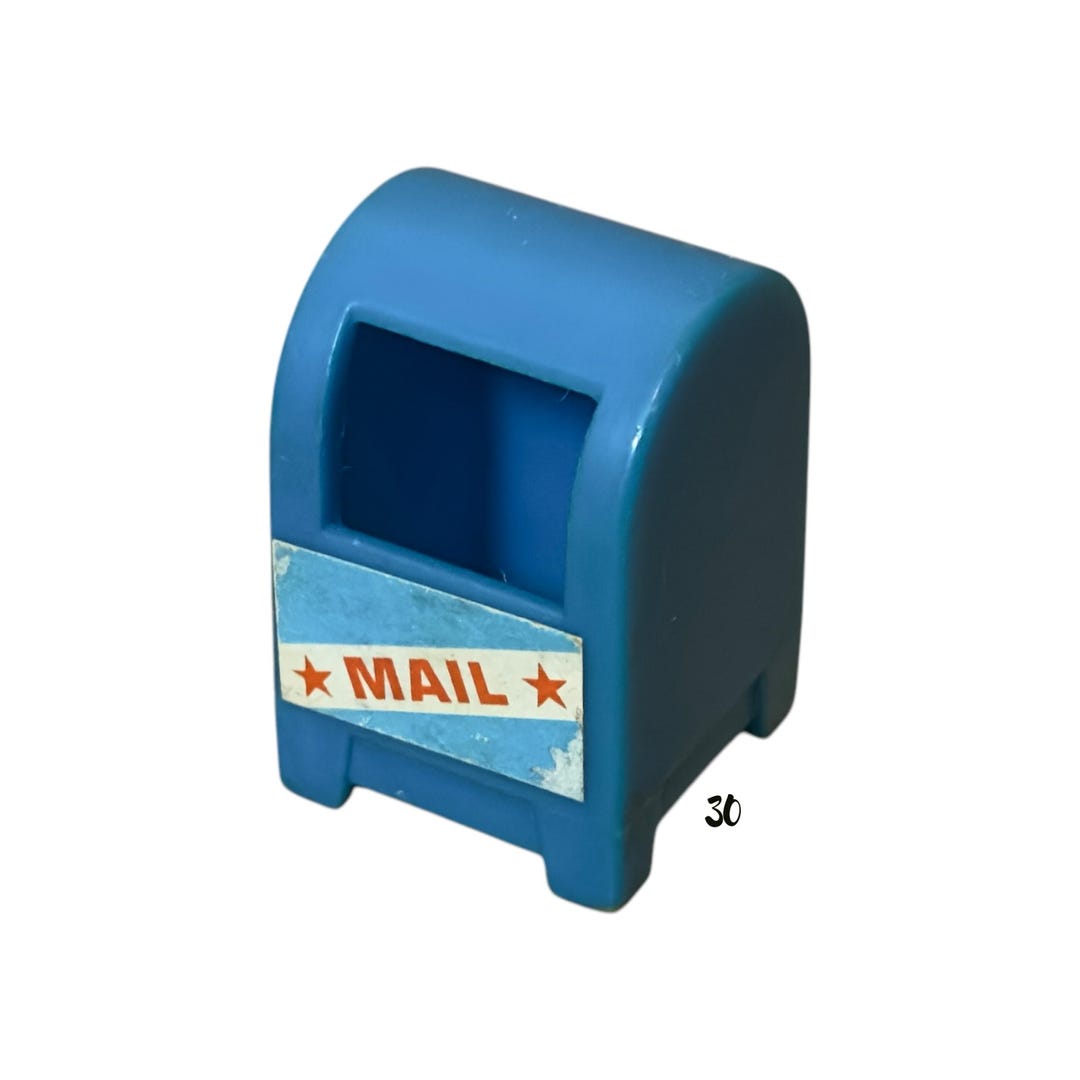 Fisher Price Little People Blue Mailbox Mail Letter Post Office Postal ...
