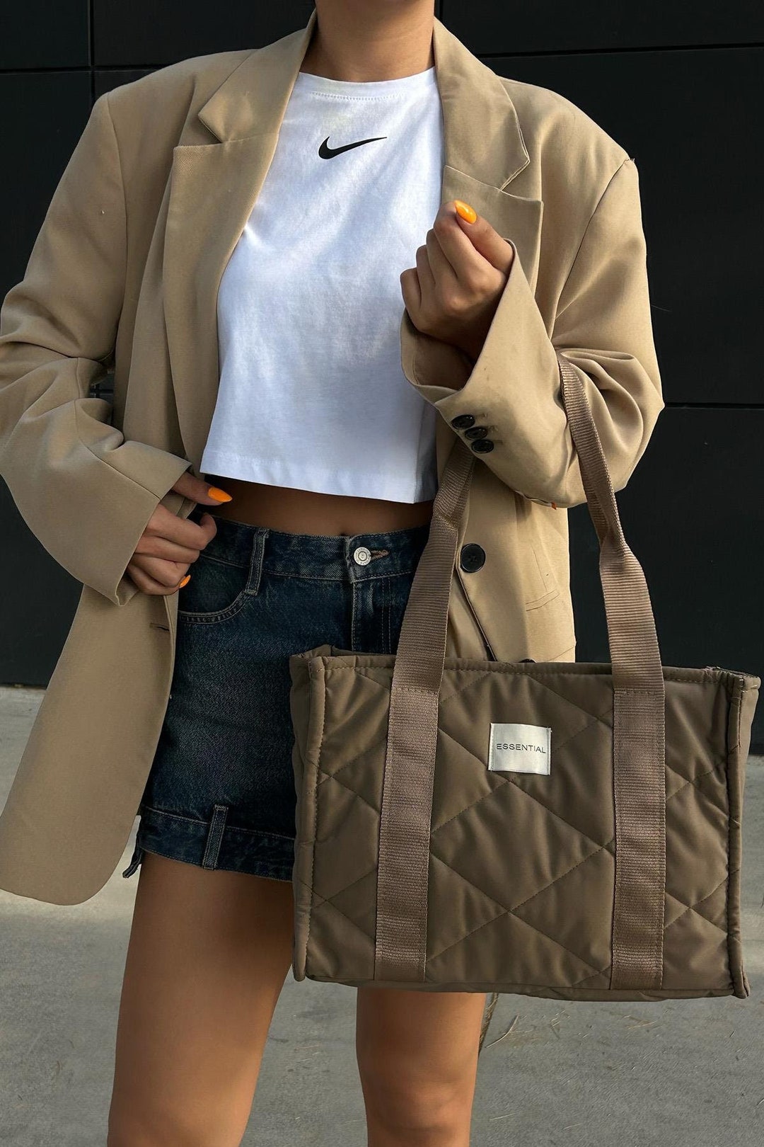 Large Quilted Puffy Bag / Puffer Tote Bag / Large Capacity Nylon Bag ...