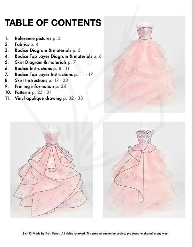 PDF Instructions and Sewing Pattern, Glinda Bubble Dress Inspired From Wicked, Doll Dress ...