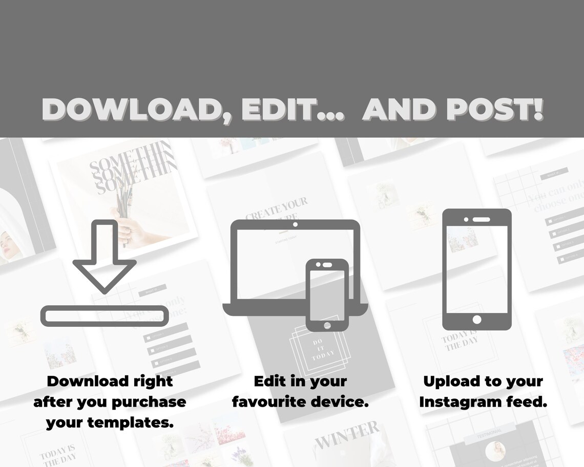 60 Minimalist Instagram Post, Beautiful Grey Social Media Templates ...