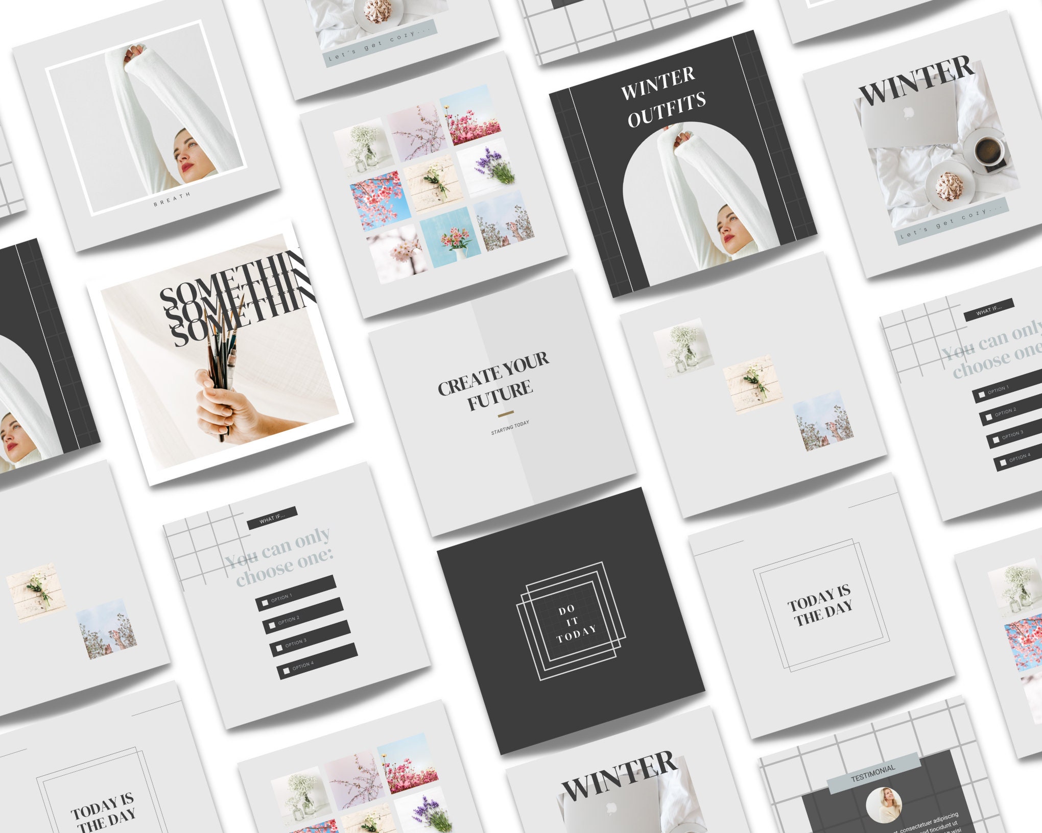 60 Minimalist Instagram Post, Beautiful Grey Social Media Templates ...