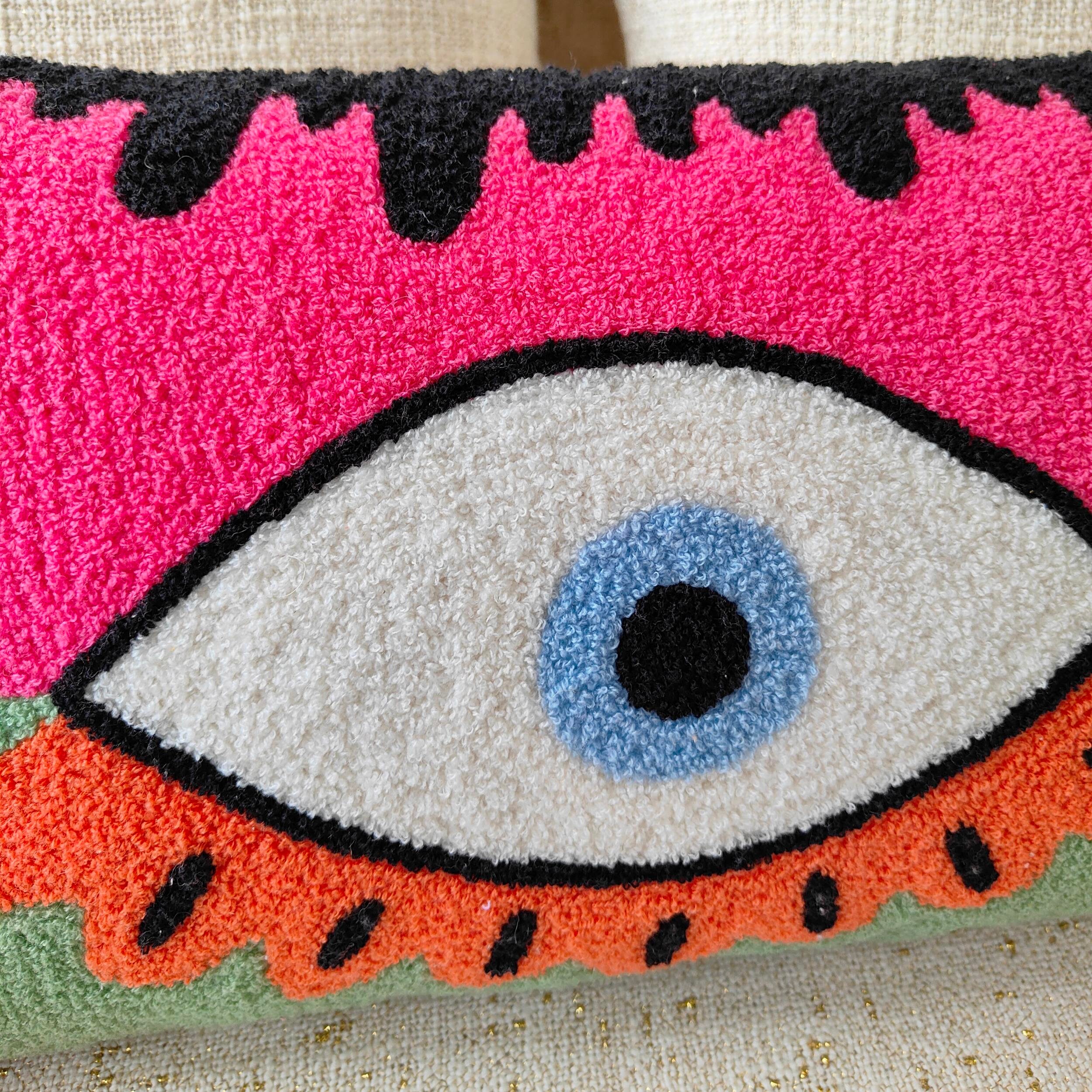 Evil Eye Pillows Pink Orange Sage Green Multi Color Hand Machine ...