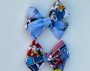 Sonic Bow-sonic Hair Bow-sonic Handmade Bow-sonic the Hedgehog Bow ...