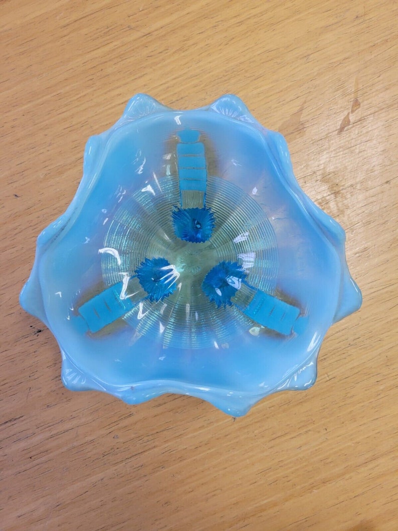 Antique Northwood Glass Klondike Pattern Opalescent Blue Footed Bowl - Etsy
