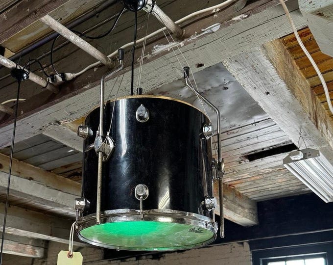 Upcycled Drum Hanging Light – Black Percussion Fixture W/ Smart Bulb ...