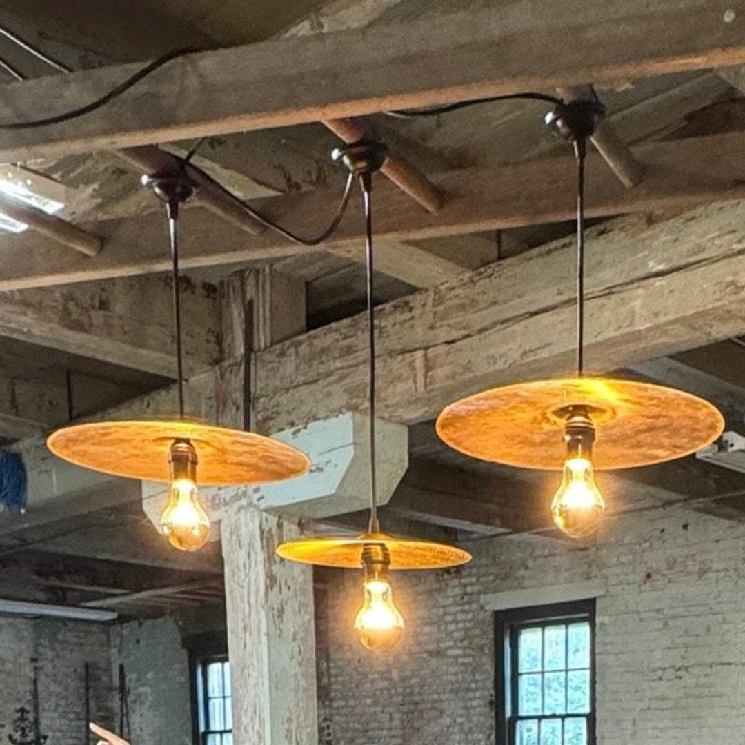 One-of-a-kind Three Piece Cymbal Pendant Light Set - Etsy