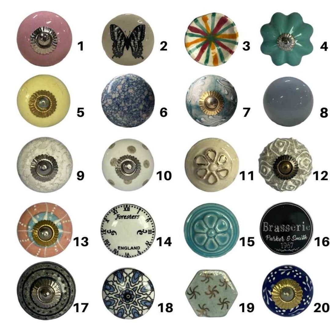 Ceramic Knobs, Colorful Hand Painted Drawer Pulls - Etsy