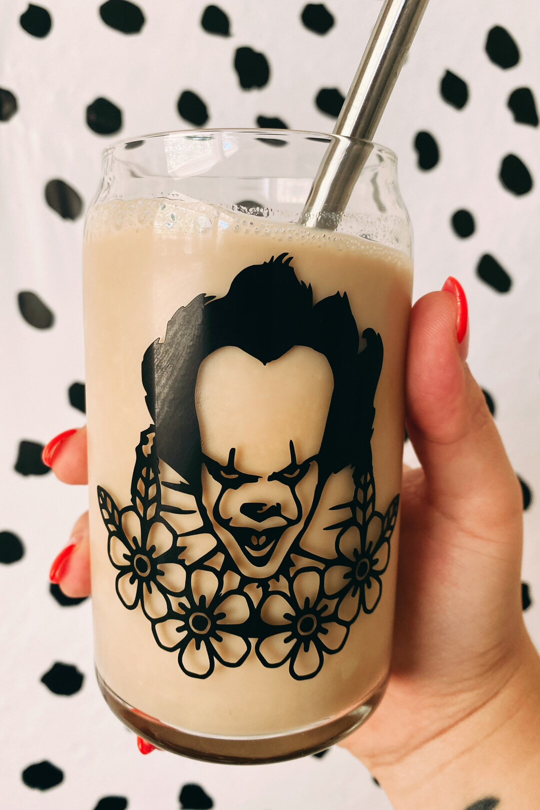 Pennywise 16oz Glass Can lid and Straw INCLUDED - Etsy