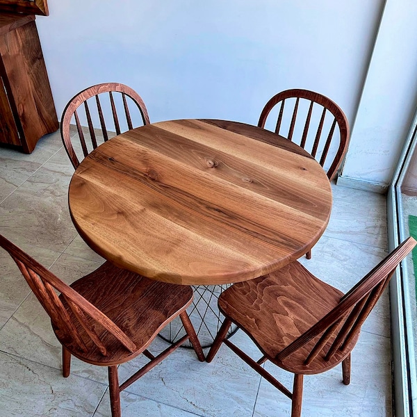 Round Walnut Dining Table - Etsy