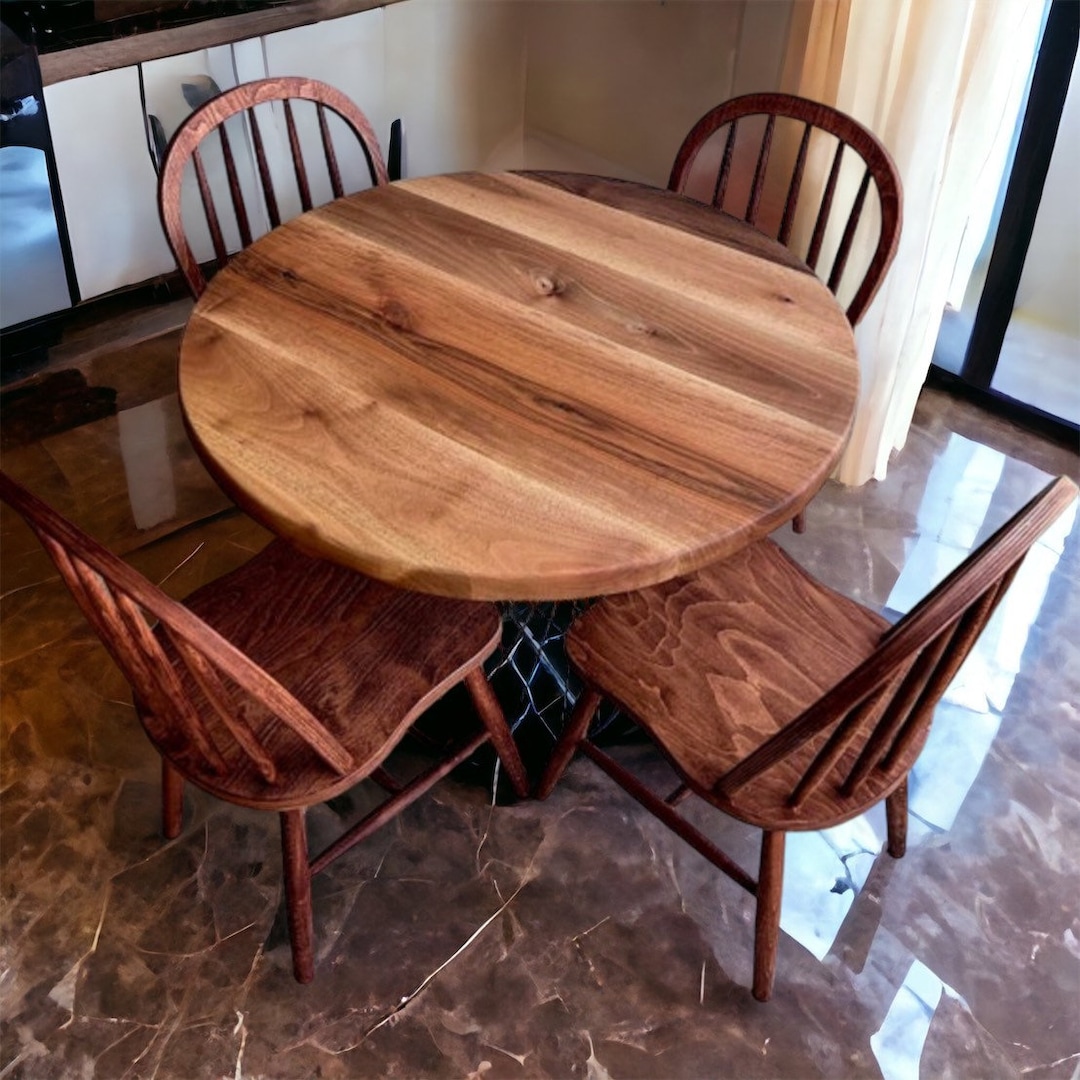 Round Kitchen Island Table Central Walnut Nook Dining Table - Etsy