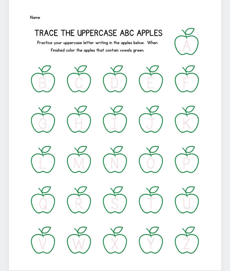 Abcs Printable Worksheet Preschool Uppercase and Lowercase - Etsy