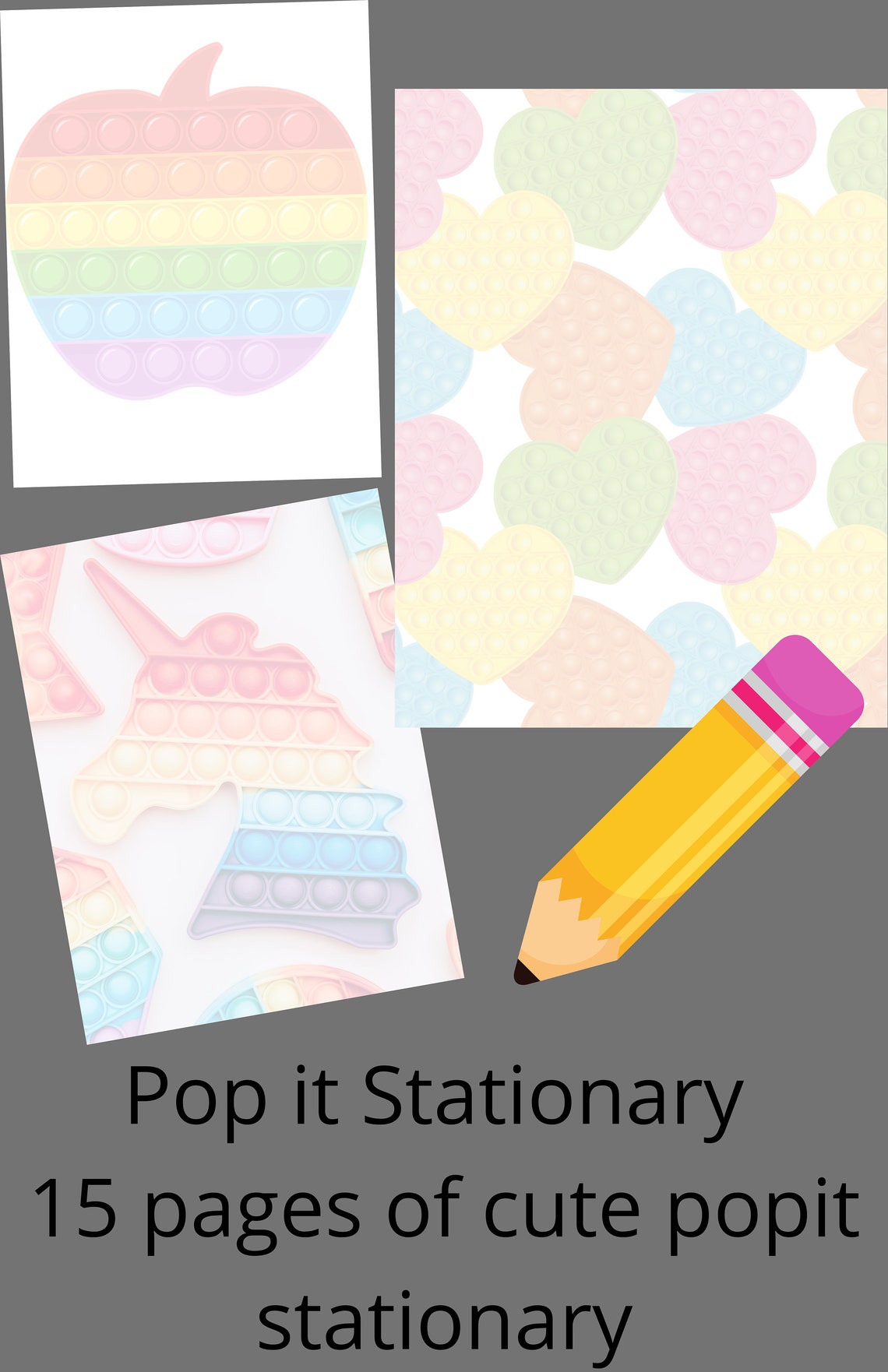 Pop It Stationary for Kids Digital Download Printable Pop It Paper ...
