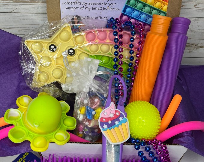 Rainbow Pop It Box, Unicorn Fidget Box, Filled Surprise Box Pop Tubes ...