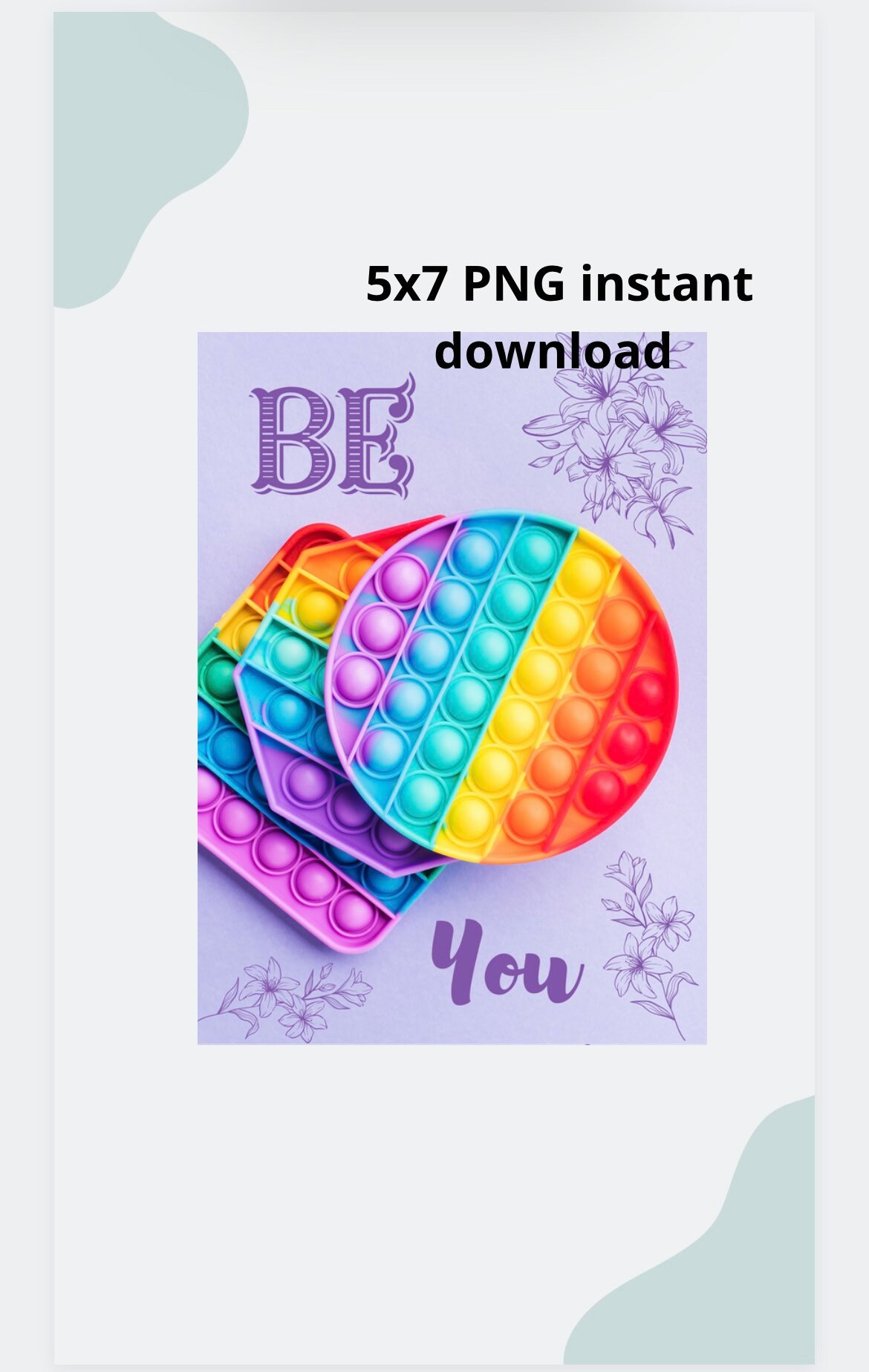 Be You Pop It PNG Instant Download 8x10 and a 5x7 Kids Room Popit Wall ...