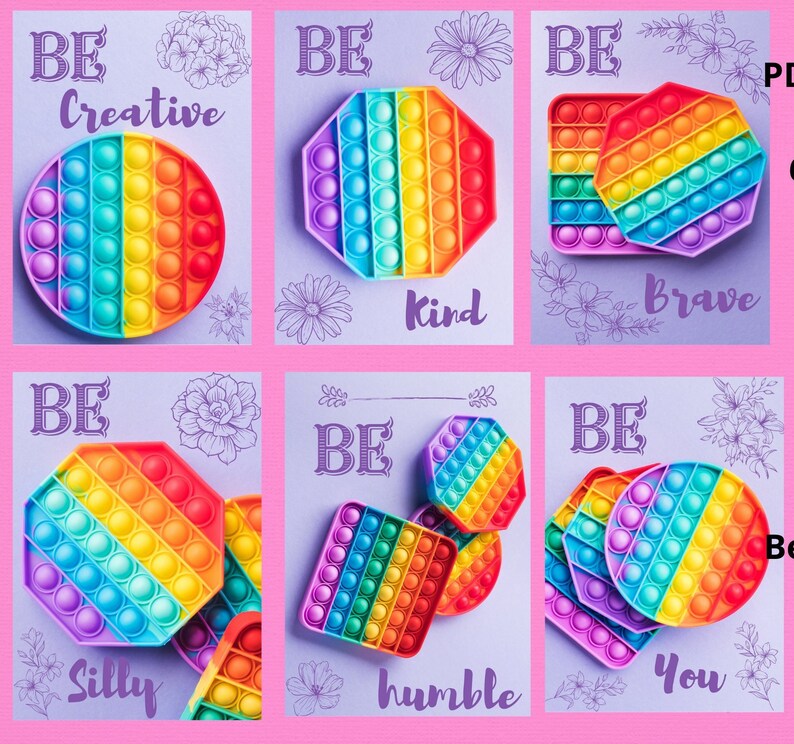 Be You Pop It PNG Instant Download 8x10 and a 5x7 Kids Room Popit Wall ...