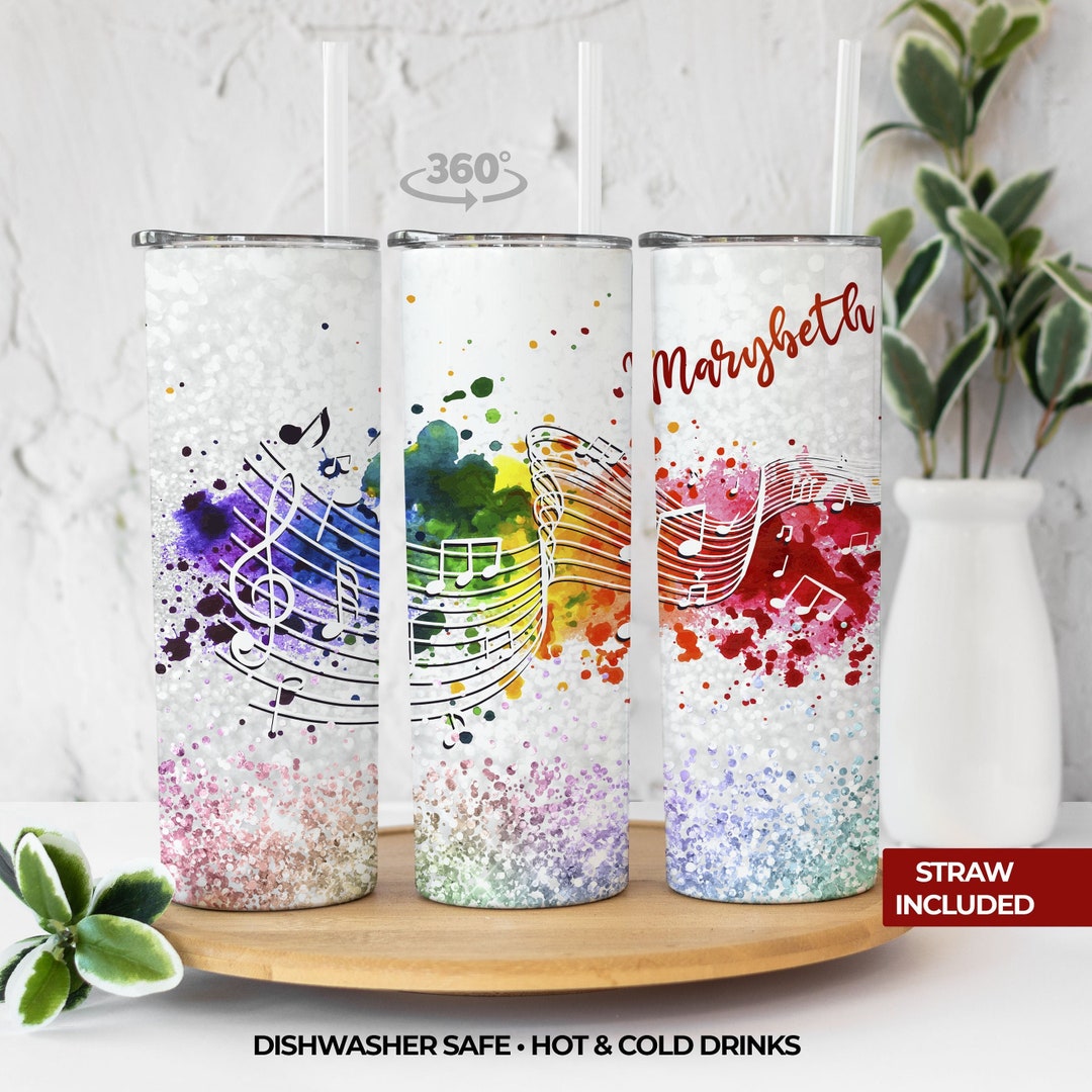 Music Notes Rainbow Tumbler, Custom Name, Gift for Musician - Etsy
