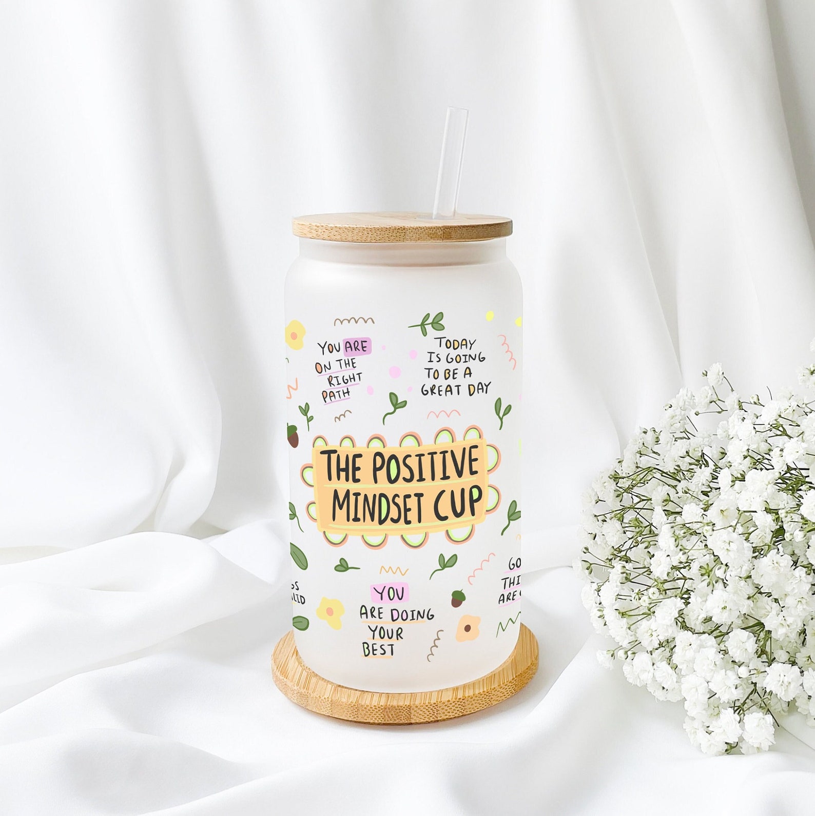 Positive Mindset Frosted Glass Can: Mental Health Gift (16oz) - Etsy