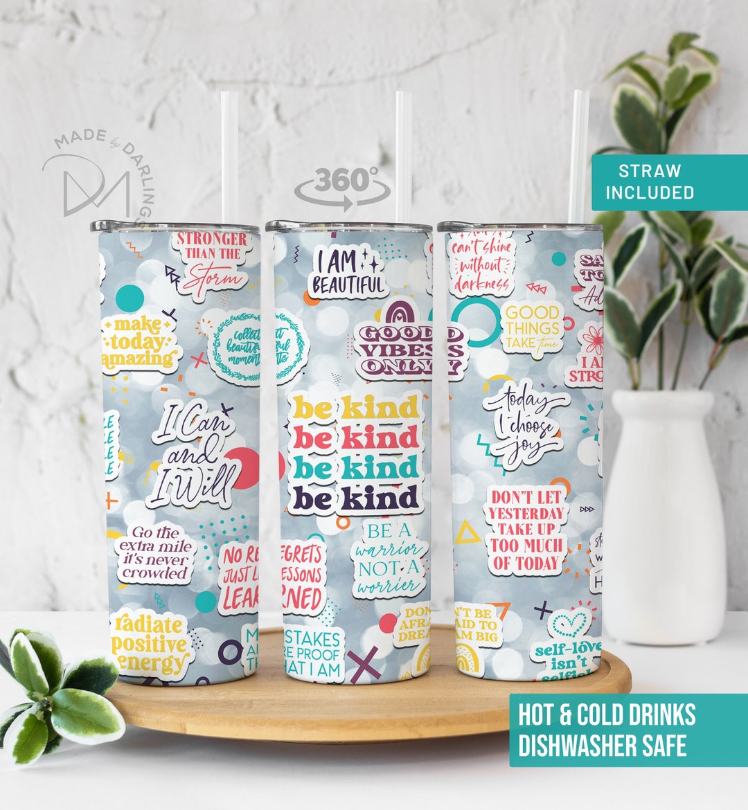 Be Kind Affirmations Tumbler: 20oz Stainless Steel Travel Cup - Etsy