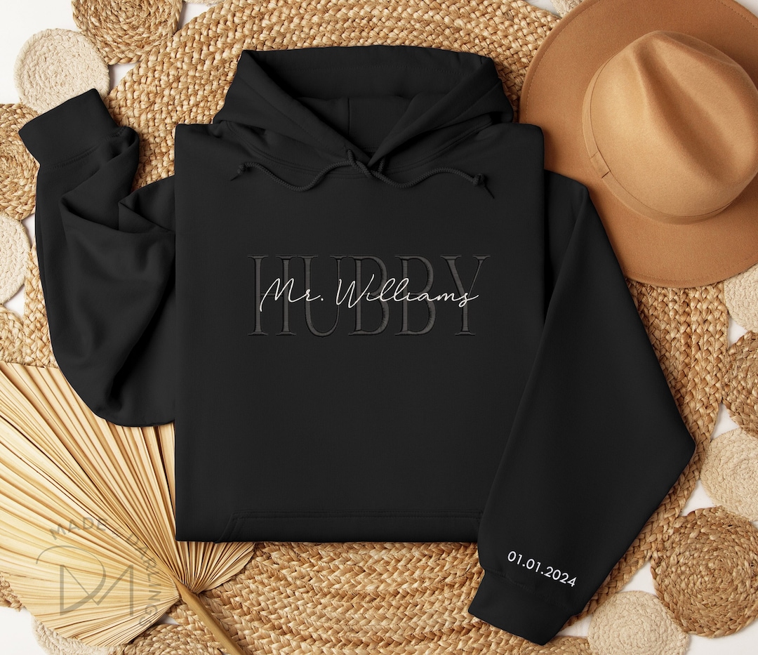 Personalized Embroidered Hubby Hoodie: Custom Name Engagement Gift - Etsy