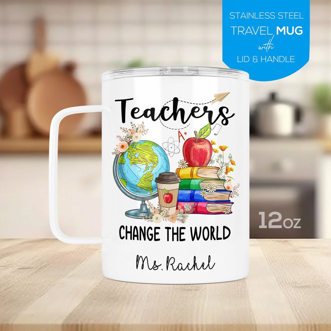Teacher Mug With Name Personalized, Stainless Steel Mug, Gift for ...