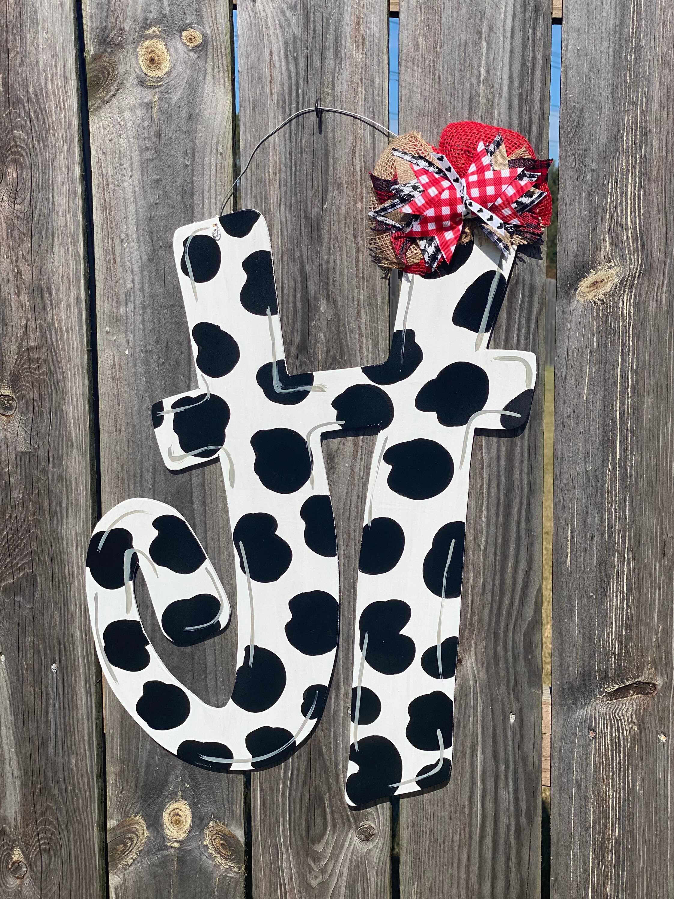 Cow Print Letter Door Hanger, Farmhouse Door Hanger, Cow Door Hanger ...