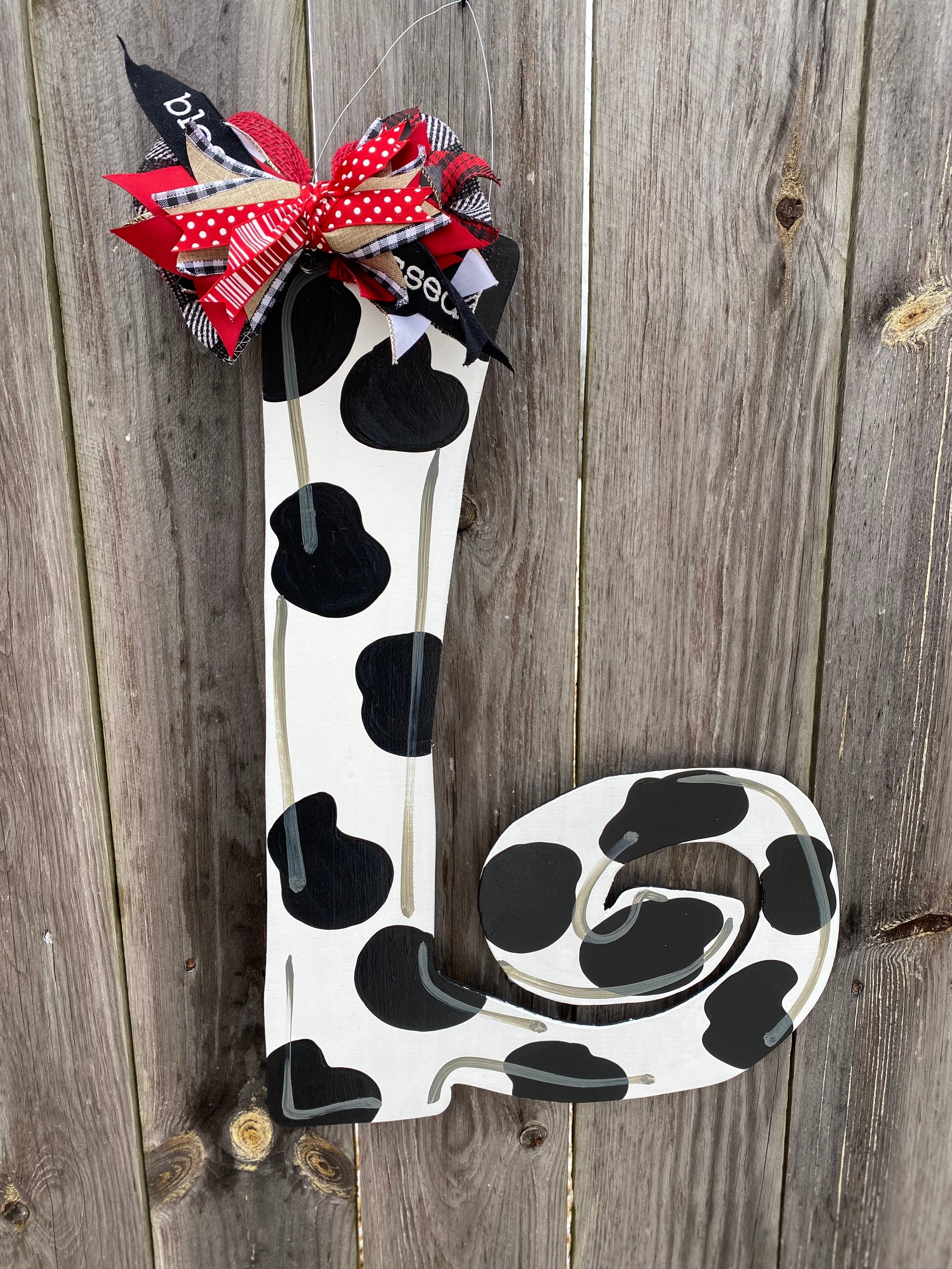Cow Print Letter Door Hanger, Farmhouse Door Hanger, Cow Door Hanger ...