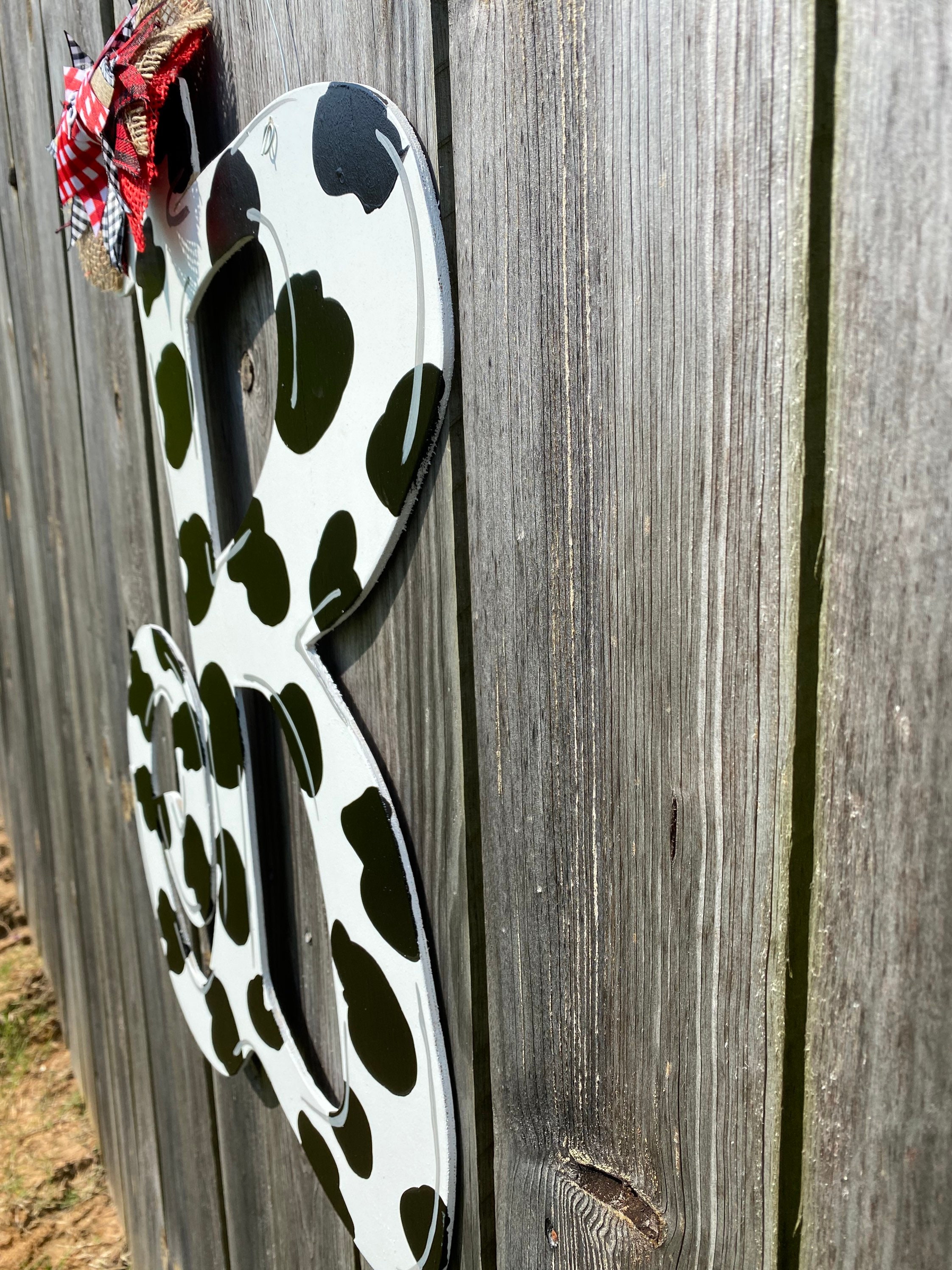 Cow Print Letter Door Hanger, Farmhouse Door Hanger, Cow Door Hanger ...