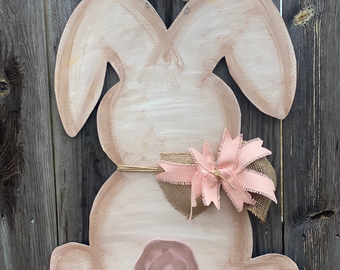 Farmhouse Distressed Bunny Door Hanger, Bunny Silhouette, Farmhouse ...